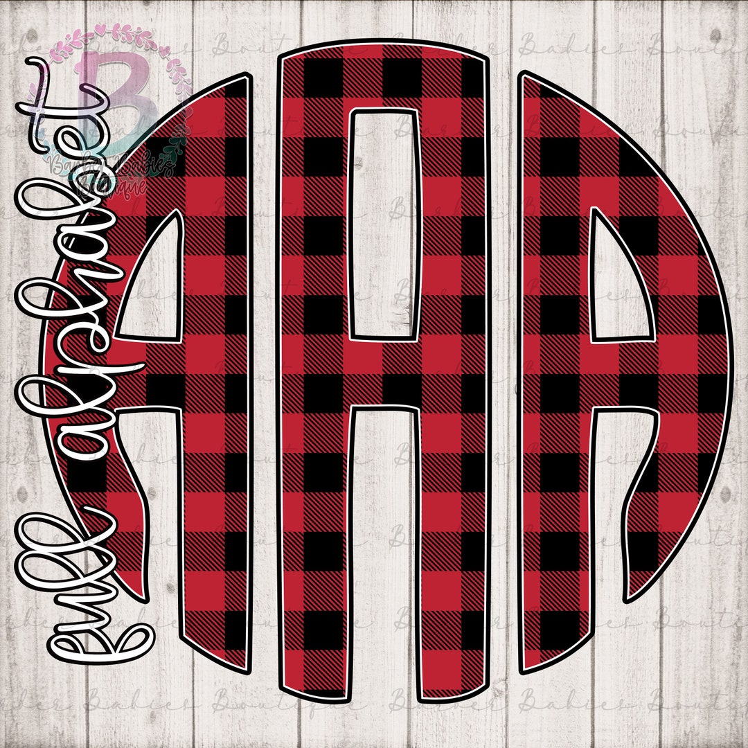 Buffalo Plaid Circle Monogram - Full Alpha Set - 26 High Definition ...