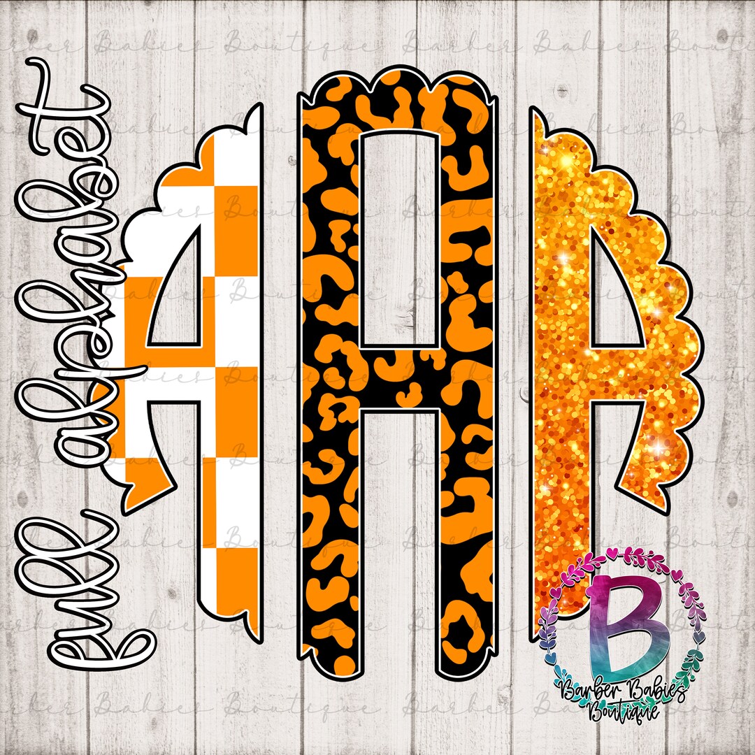 Orange and White Checkered Cheetah Black Orange Glitter Tennessee Theme ...