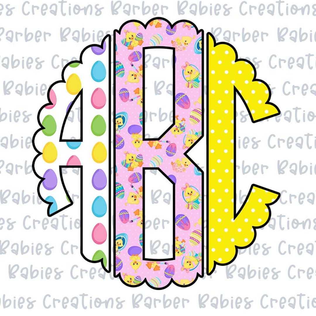 SINGLE Monogramscalloped Easter Themed Monogram PNG File - Etsy