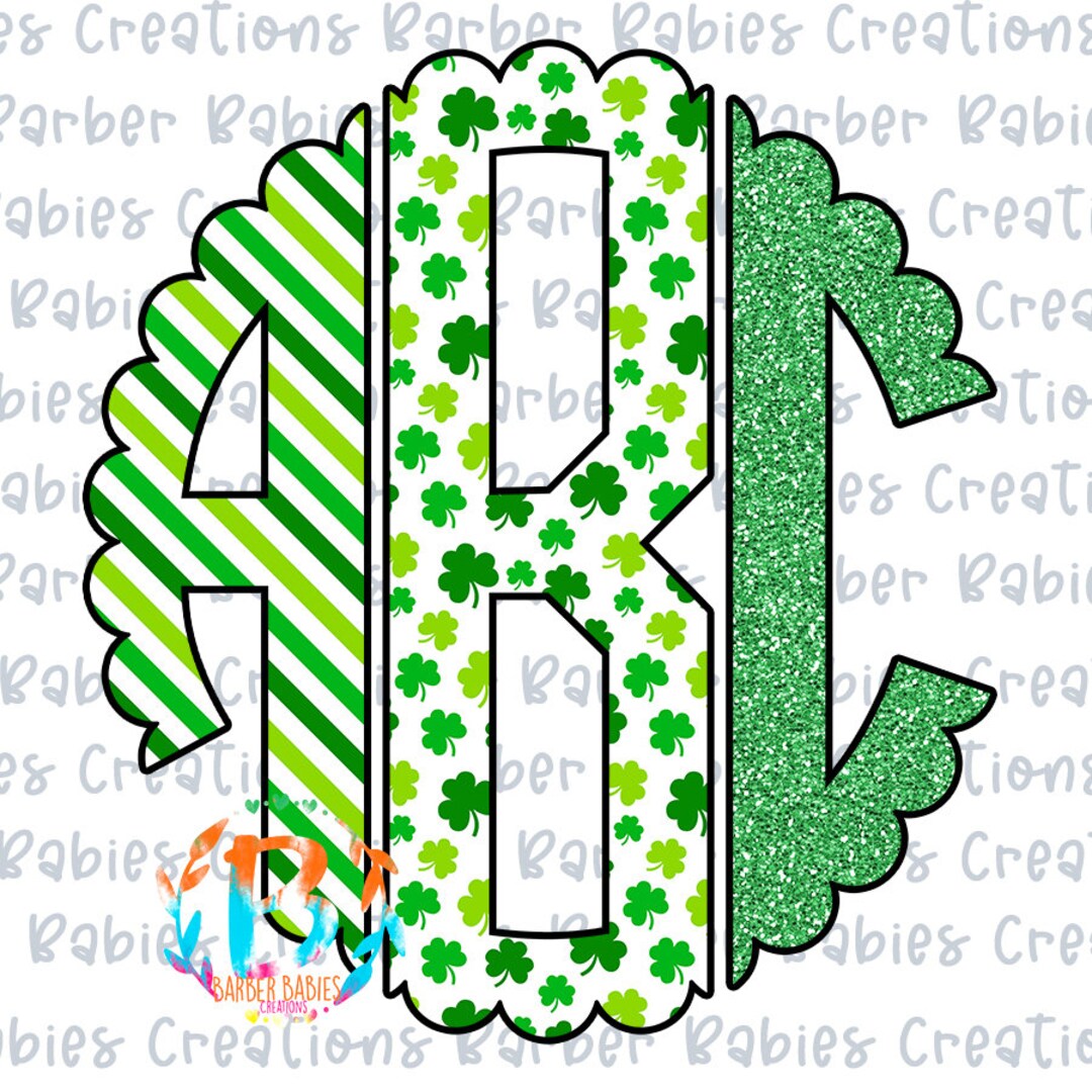SINGLE Monogram Scalloped or Circle St. Patrick's Day Themed Monogram ...