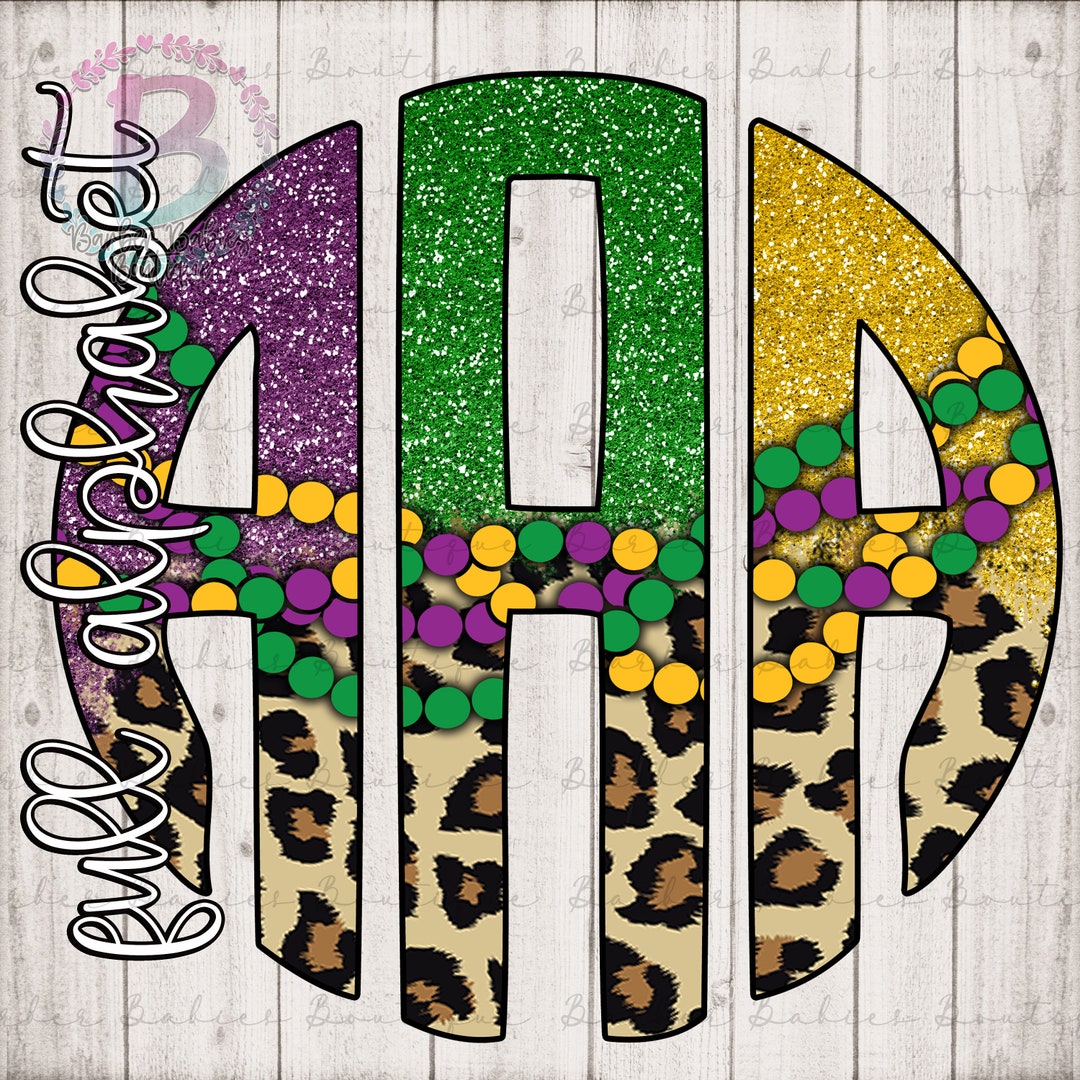 Mardi Gras Circle Monogram Set Full Alphabet 26 PNG Files Access via ...