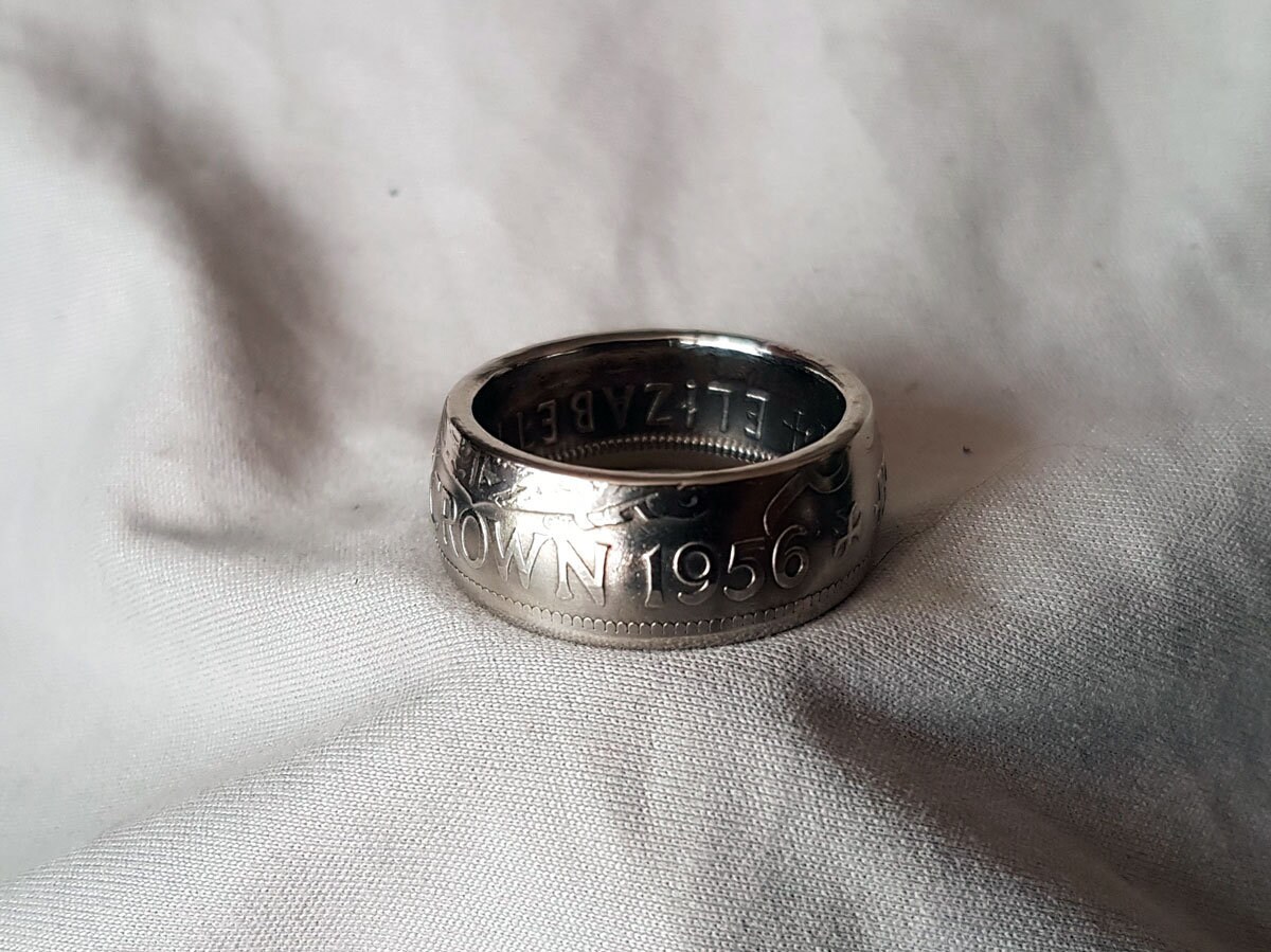 Hand Made Coin Ring - Uk/british 1956 Half Crown - Size R / 18,5mm ...