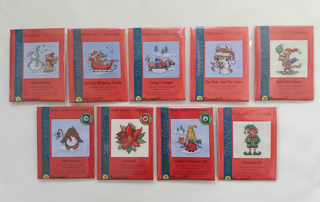 Christmas Cross Stitch, Small Card Making Kit, Snowman Teddy Llama Elf ...