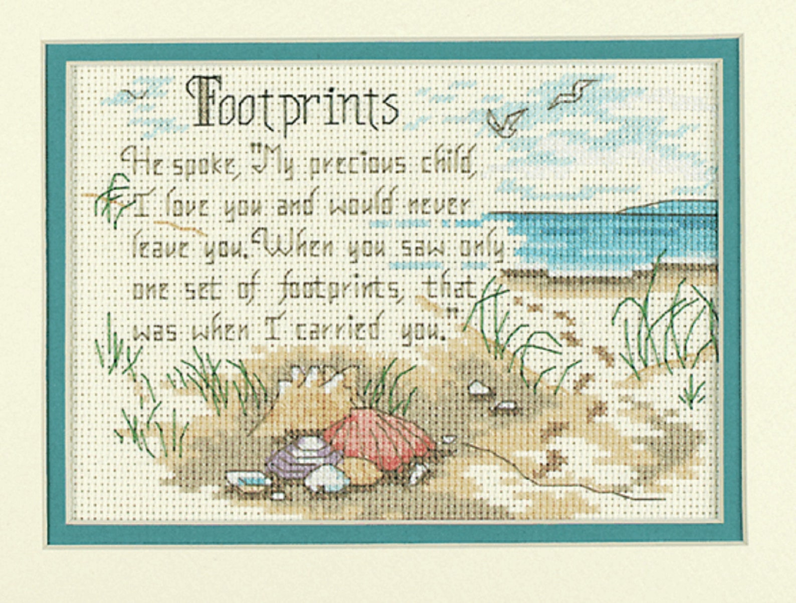 Counted Cross Stitch Kit Footprints Beach Scene Seaside He - Etsy UK