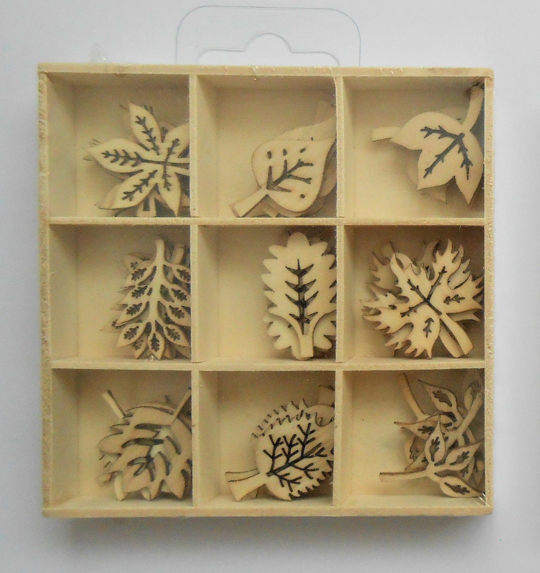 Small Wooden Shapes, Autumn Fall Leaves, 45 Pieces, Ready to Decorate ...