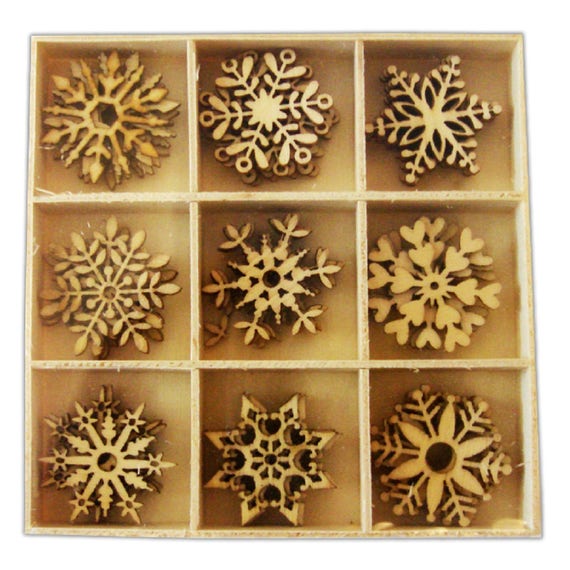Christmas Wooden Shapes Small Snowflakes Ice Crystals 45 - Etsy UK