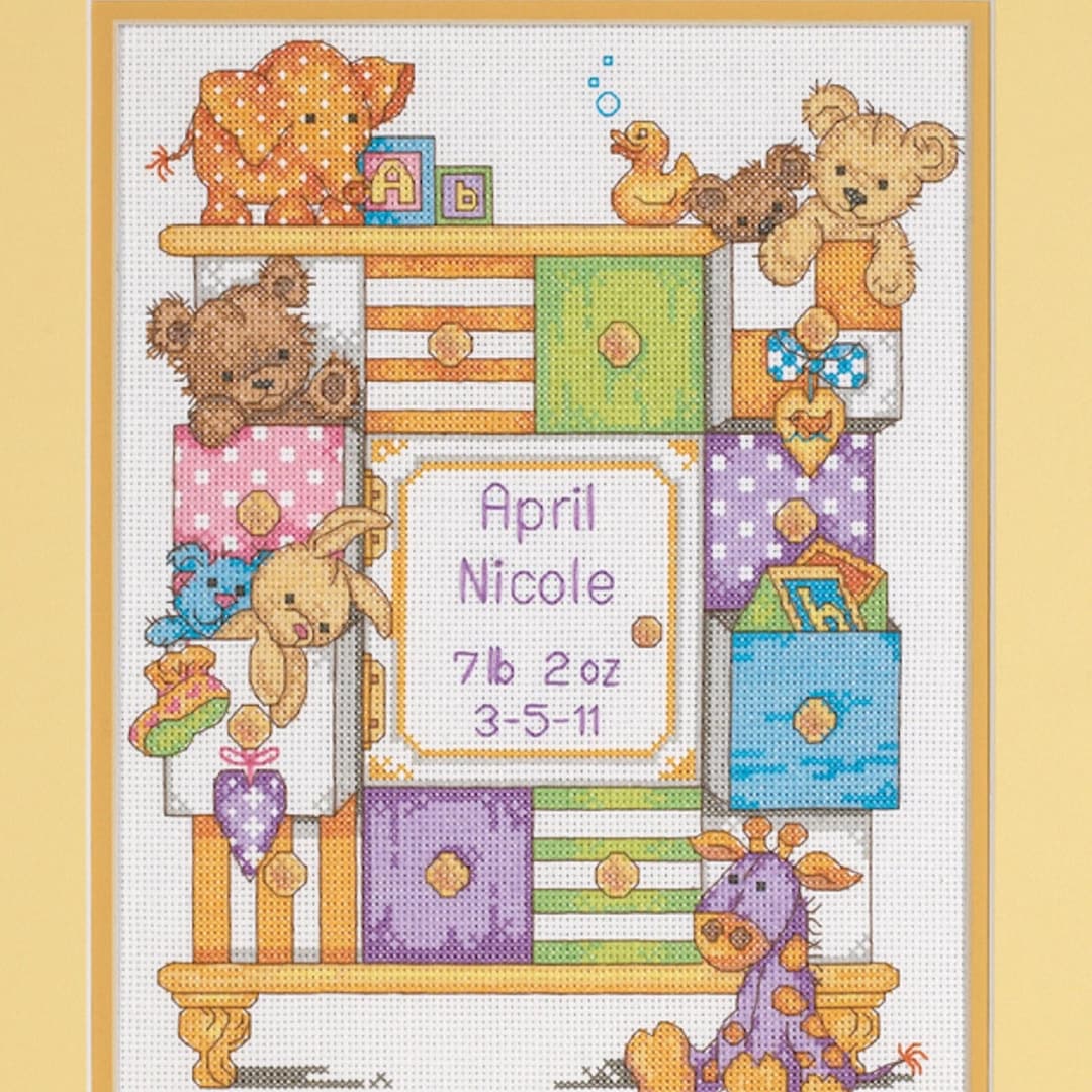 New Baby Cross Stitch Birth Sampler Kit, Baby Drawers, Personalised ...