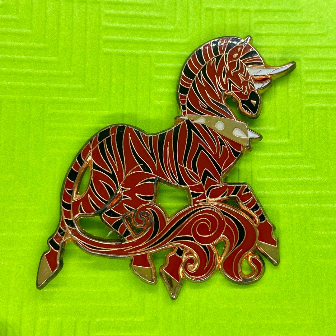 Red Zebra Unicorn Enamel Pin - Etsy