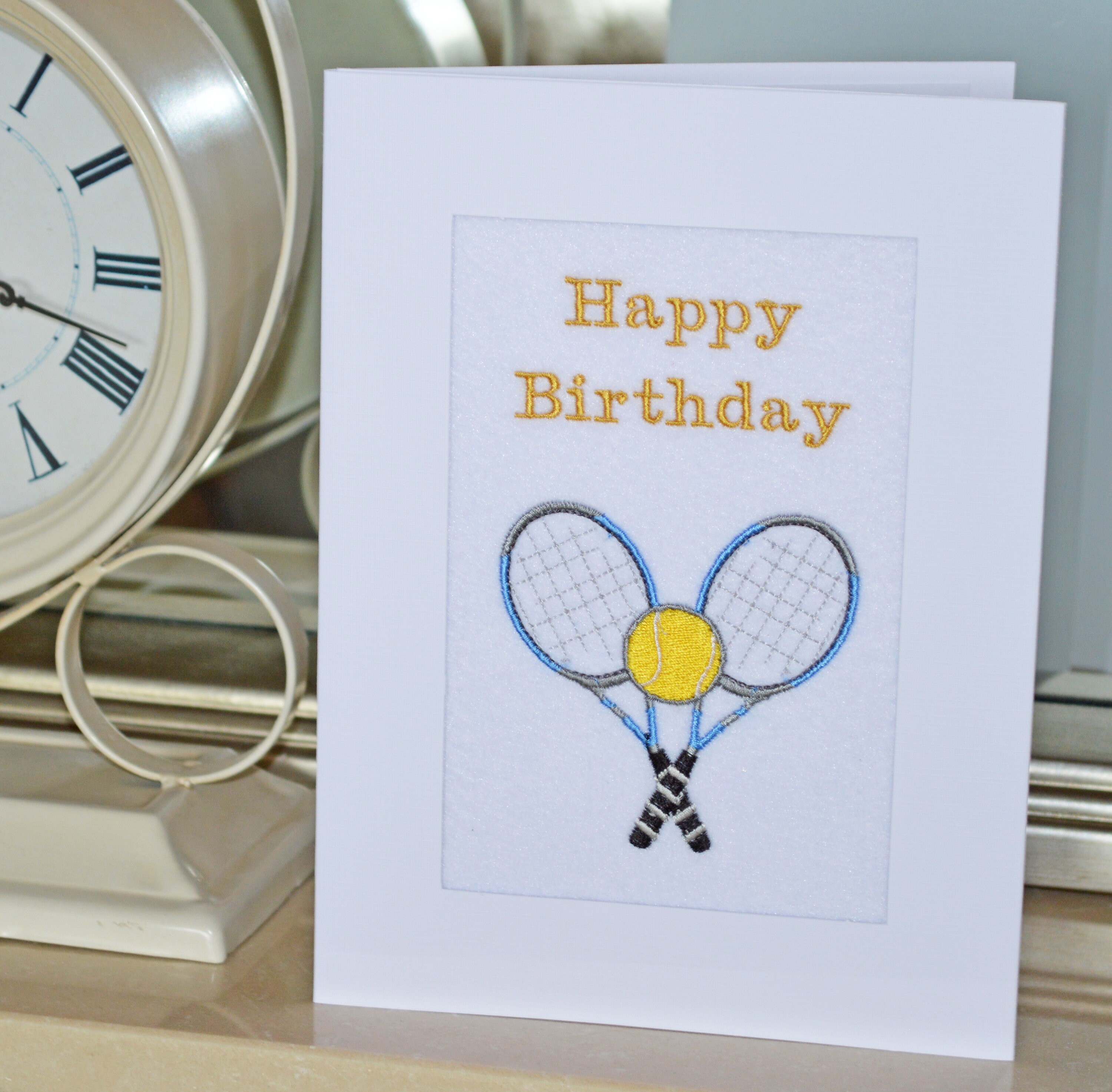 A New Machine Embroidered Hand Finished Birthday Card Tennis .C300. - Etsy
