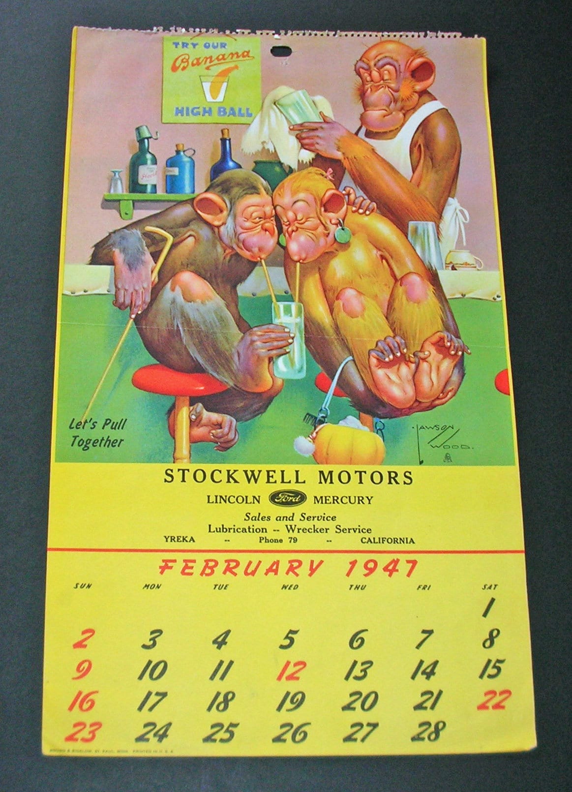 Old Ford Monkey Cartoon Type Advertising Item California Lawson Wood ...