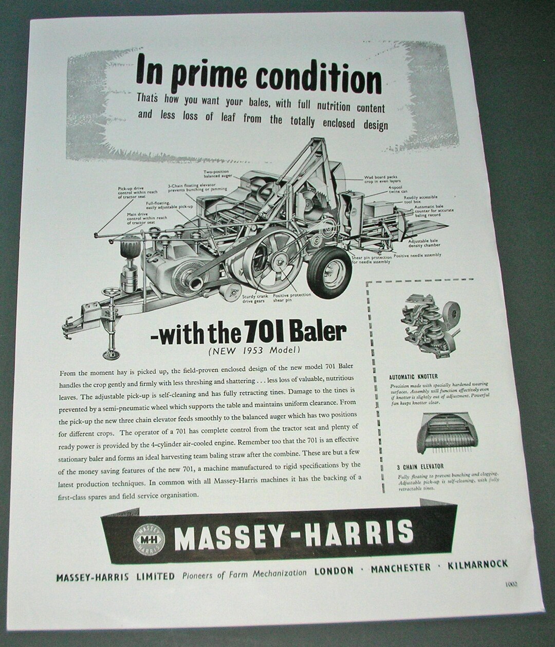 Old Massey Harris Baler Advertisement for 1953. - Etsy Canada