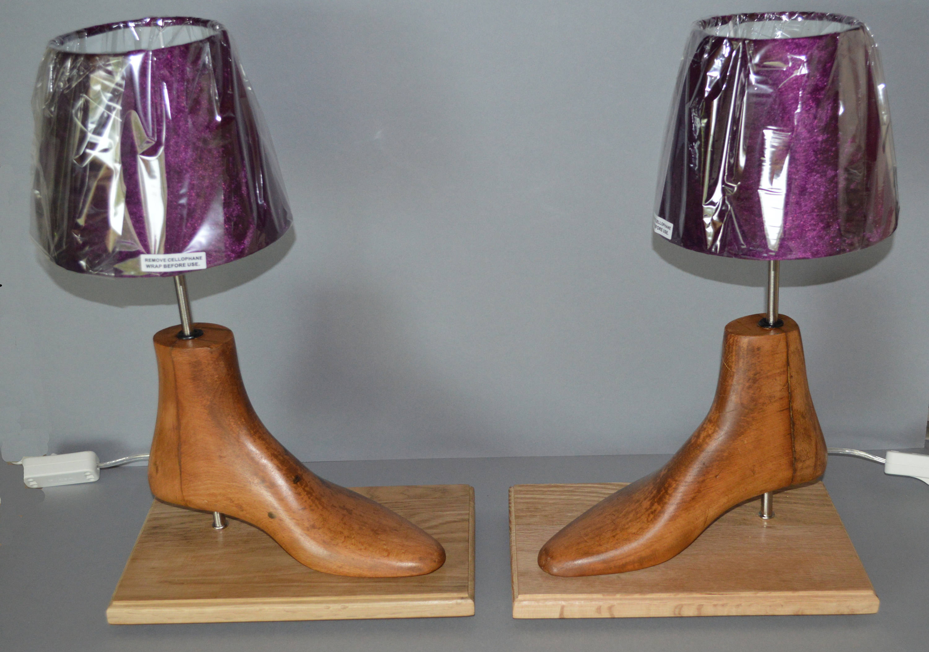 A Pair of Wooden Shoe Last Table Lamps on Oak Bases with Lamp | Etsy