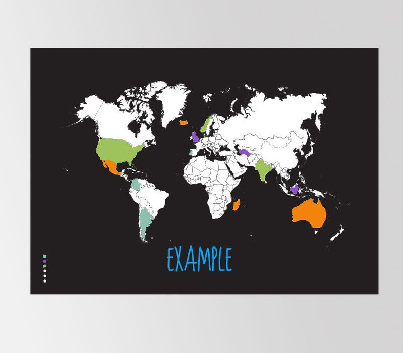 World Map, A1 Poster Printable, Instant Digital Download - Black Modern ...