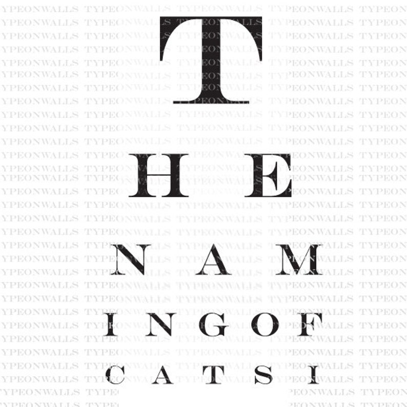 The Naming of Cats Poster A2 Eye Test Poster Printable - Etsy