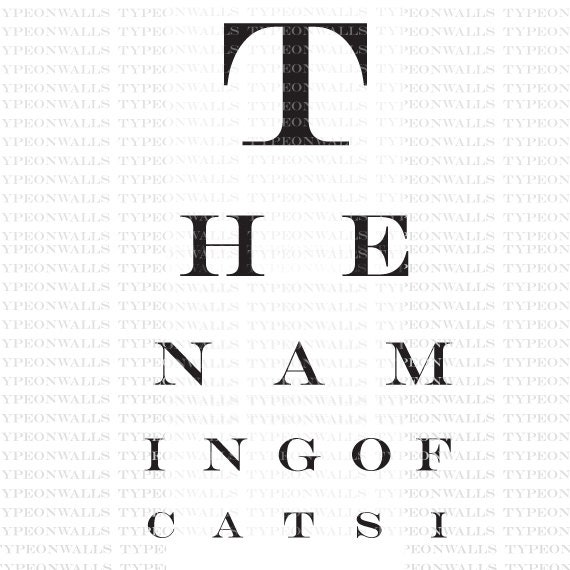 The Naming of Cats Poster, A2 Eye Test Poster Printable, Instant ...
