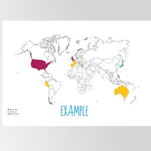 World Map, A1 Poster Printable, Instant Digital Download - White Modern ...