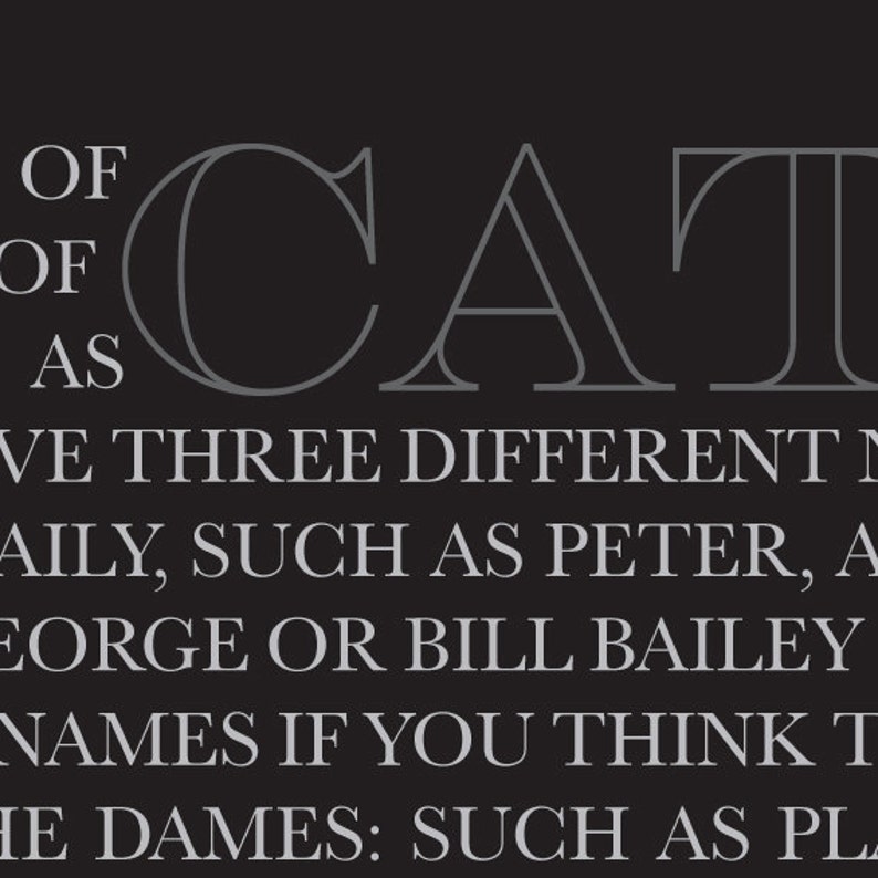 The Naming of Cats Full Poem Poster, A2 Poster Printable, Instant ...