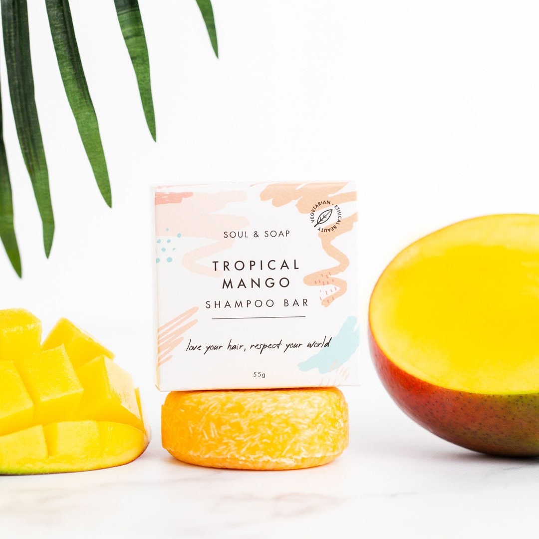 Tropical Mango Solid Shampoo Bar and Conditioner Plastic SLS Free ...