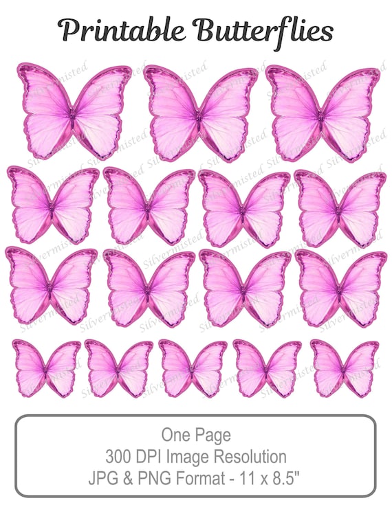 DIY Pretty Pink Butterflies in 3 sizes - Instant Download - 2.5/2/1.5 ...