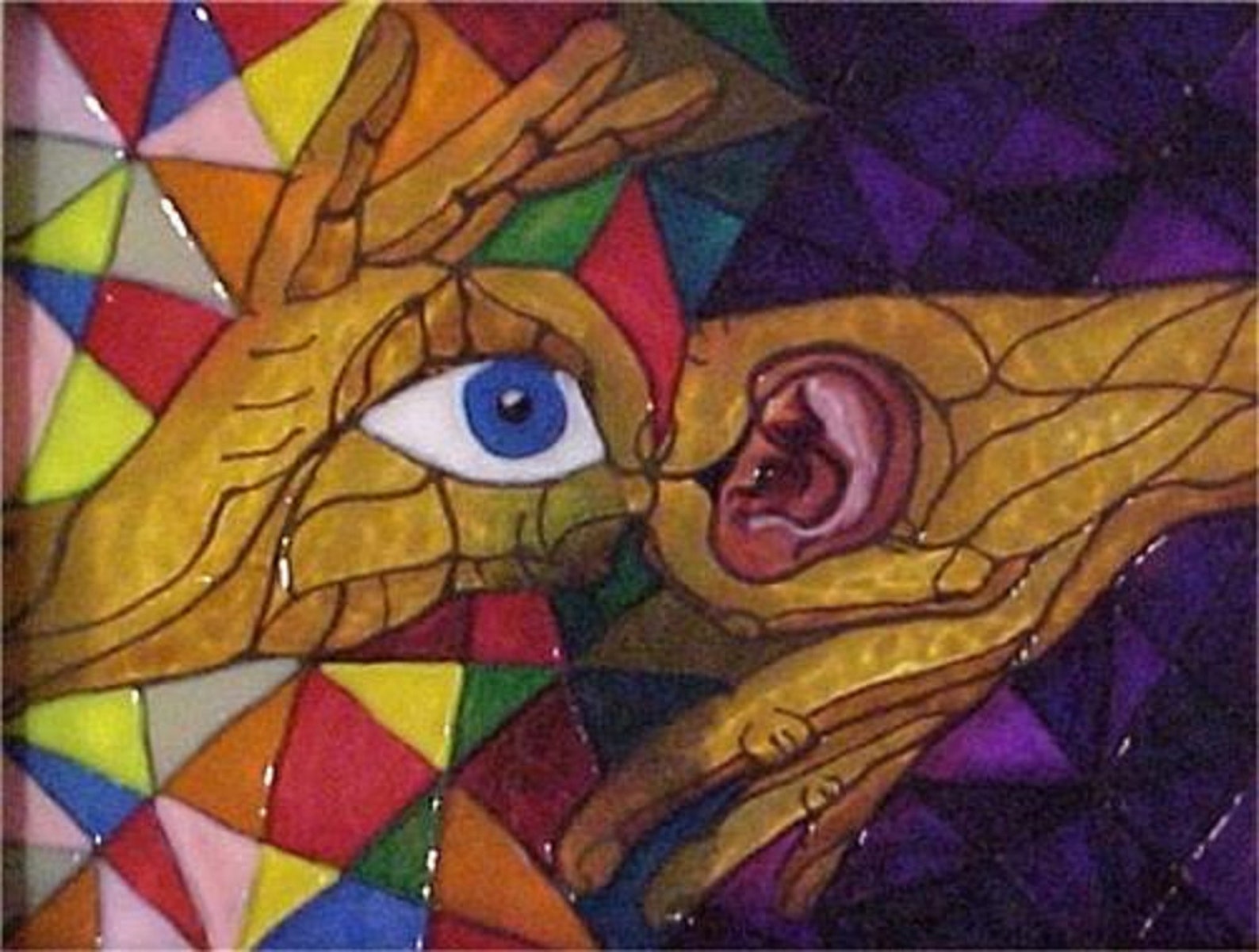 ASL Interpret Hand Painted Stained Glass Art Panel Framed Lexan 8x10 ...