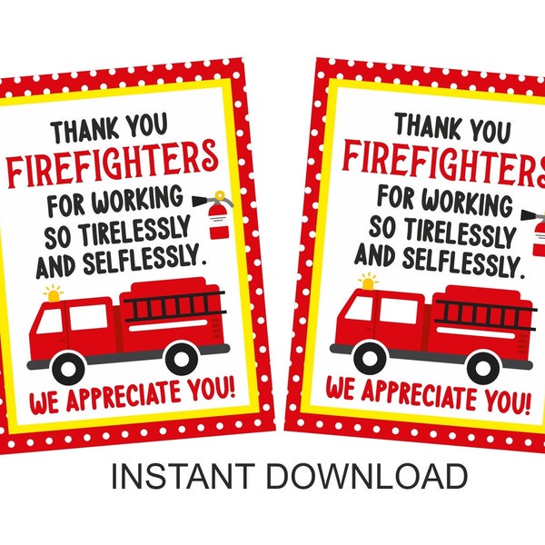 Firefighter Thank You Stickers - Etsy