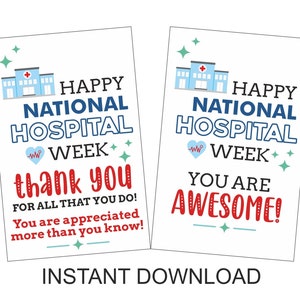 Hospital Week Gift Tags / National Hospital Week Tag / Hospital Week ...