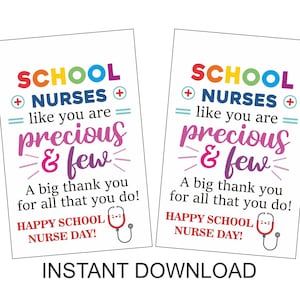 School Nurse Gift Tags Printable / School Nurse Day Tags / School Nurse ...