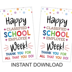 Classified School Employee Week Gift Tags Printable / Classified ...