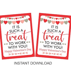 Valentine It's Such a Treat Working With You Gift Tag Printable ...