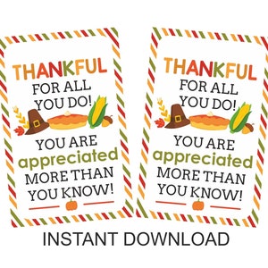 Thanksgiving Gift Tags Printable / Thankful for All You Do Tag ...