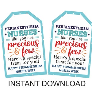 Perianesthesia Nurse Gift Tag Printable / Perianesthesia Nurse Week ...