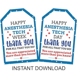 Anesthesia Tech Week Tag Printable / Anesthesia Tech Day Tag ...