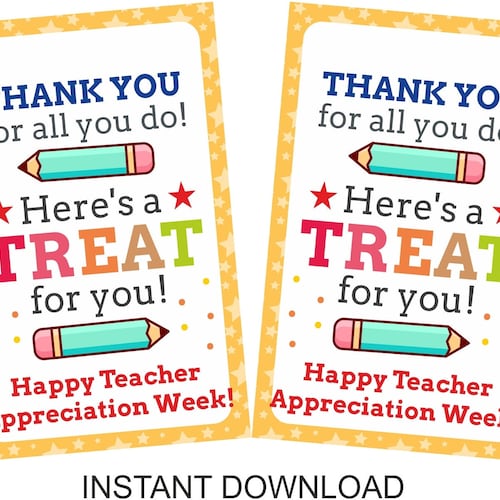 Teacher Appreciation Week Treat Tags Printable / Teacher - Etsy
