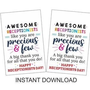Receptionist Gift Tags Printable / Receptionist Day Tags ...