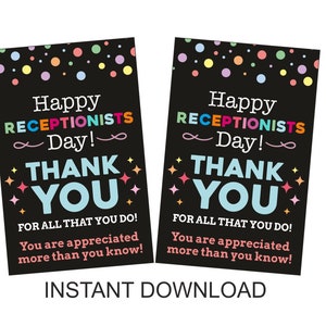 Receptionists Day Gift Tag Printable / Receptionist Appreciation Tag ...