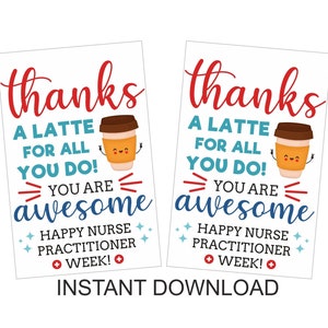 Nurse Practitioner Week Coffee Tag Printable / NP Week Coffee Tags / Np ...