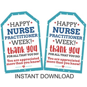Nurse Practitioner Week Tag Printable / Nurse Practitioner Week Gifts ...
