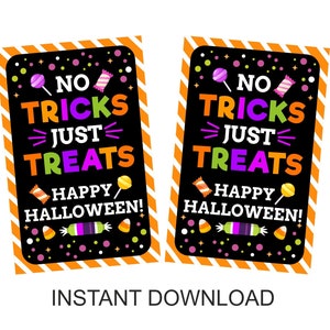 Halloween Gift Tags Printable / Halloween Treat Tags / No Tricks Just ...