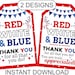 4th of July Thank You Tag Printable / Red White and Blue Tag 4th of ...