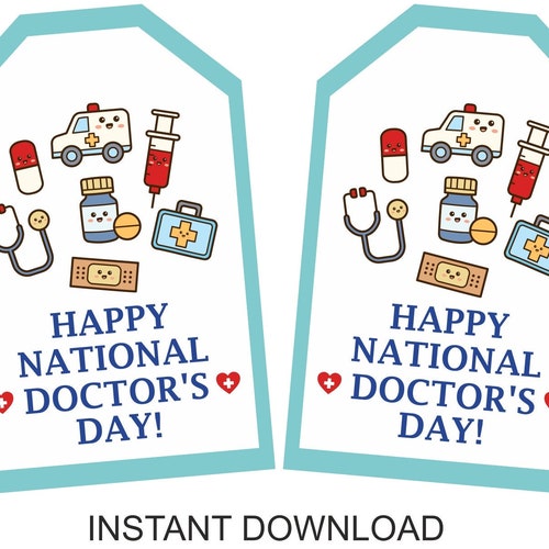Happy National Doctor's Day Printable Gift Tags Happy - Etsy