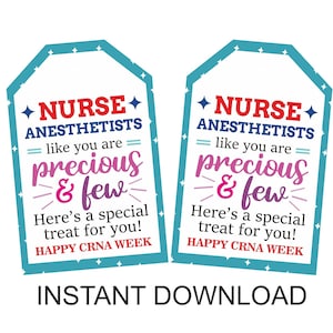 Nurse Anesthetists Week Tag Printable / Nurse Anesthetist Week Gift Tag ...