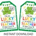 St. Patrick's Day Teacher Appreciation Tag Printable / so Lucky to Have ...