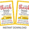 Bus Driver Appreciation Gift Tag Printable / Bus Driver Tags / School ...