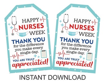 Nurses Week Tag Printable / Nurse Week Tag / Nurse Appreciation Tag ...