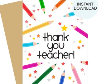 Card for Teacher, Birthday Greeting Card for Teacher, Thank You Card ...