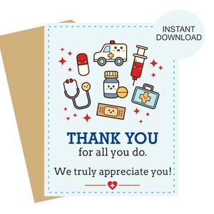 Instant Download Nurse Thank You Card Printable Doctor - Etsy