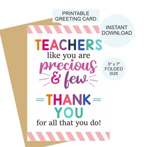 Teacher Appreciation Card Printable / Teacher Thank You Card / Teacher ...