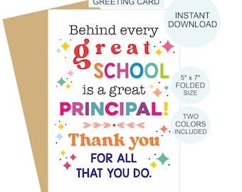 School Principal Card Printable / School Principal Appreciation Card ...