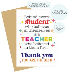 Teacher Card Printable / Best Teacher Card / Teacher Appreciation Cards ...
