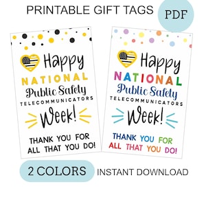 Telecommunicator Week Thank You Tags Printable / Telecommunicator Gifts ...